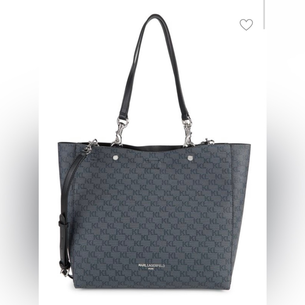 Karl Lagerfeld Paris Adele Monogram Tote Bag Grey/Bla… - Gem